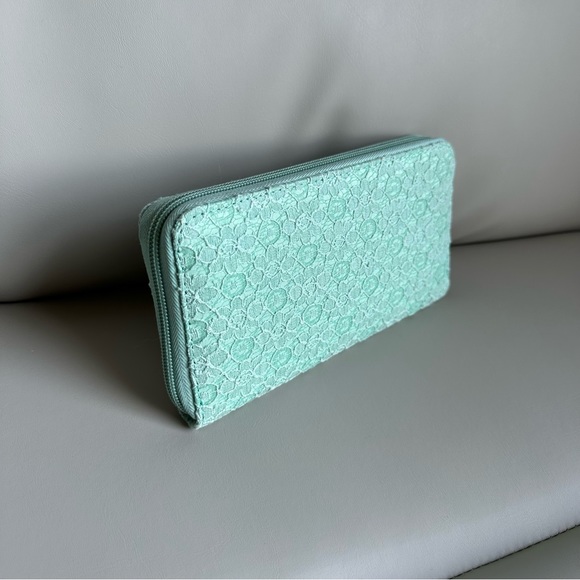 Bags | Tiffany Blue Lace Zipper Wallet | Poshmark